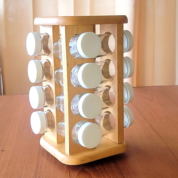 Unique Vintage | Kitchen | Vintage 6 Glass Jars Spice Rack Holder ...